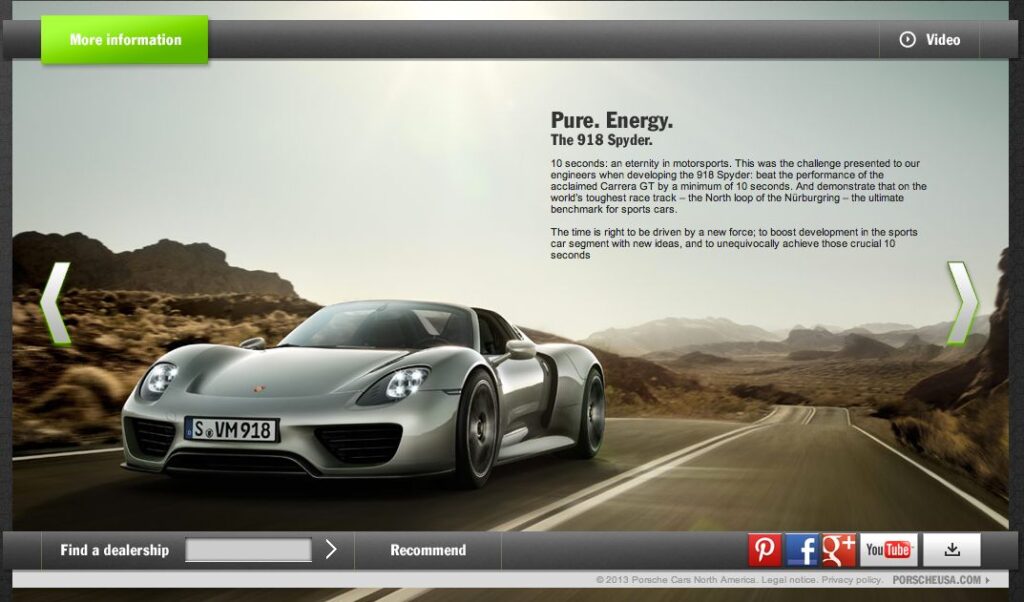 Porsche 918 Microsite GOODNESS!